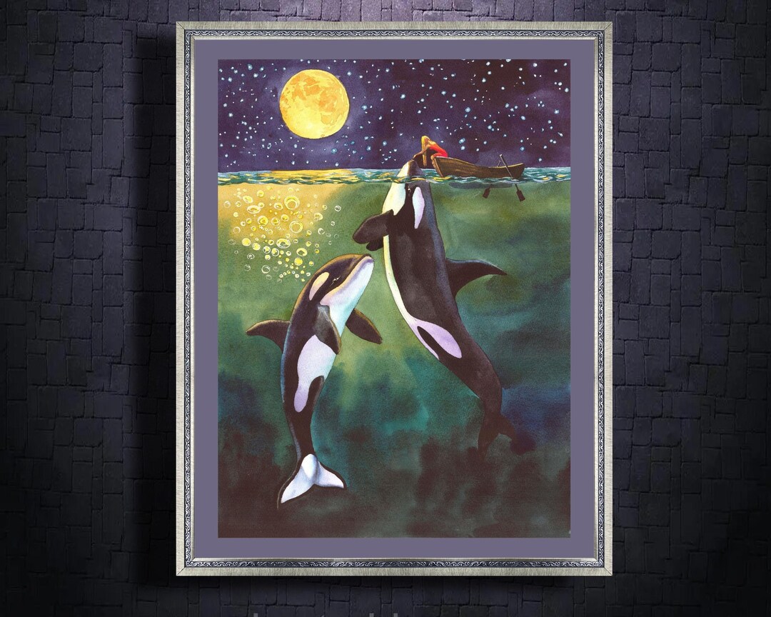 Orca Whale Painting Watercolor Painting Whale Painting Orca and Girl ...
