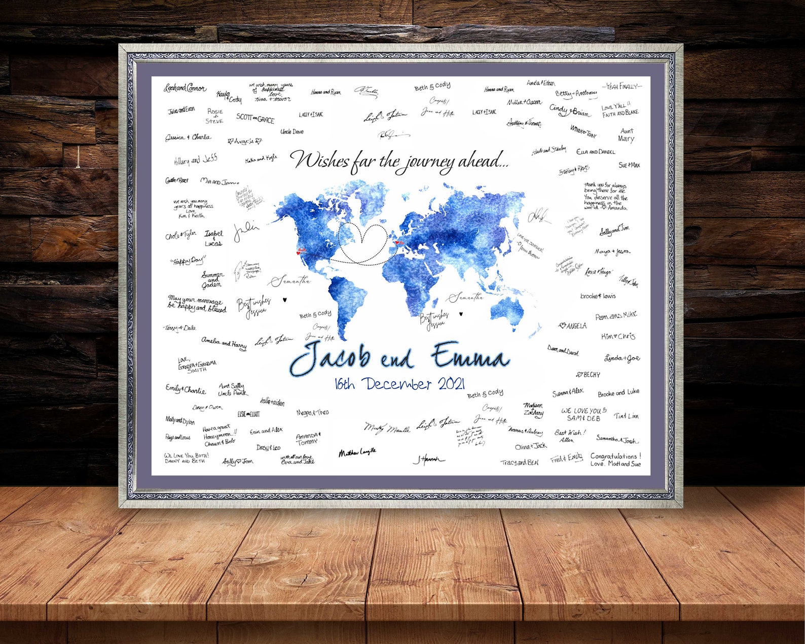 Wedding GUEST BOOK Alternative World Map Custom World Map Travel Guest ...