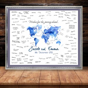 Wedding GUEST BOOK Alternative World Map Custom World Map Travel Guest ...