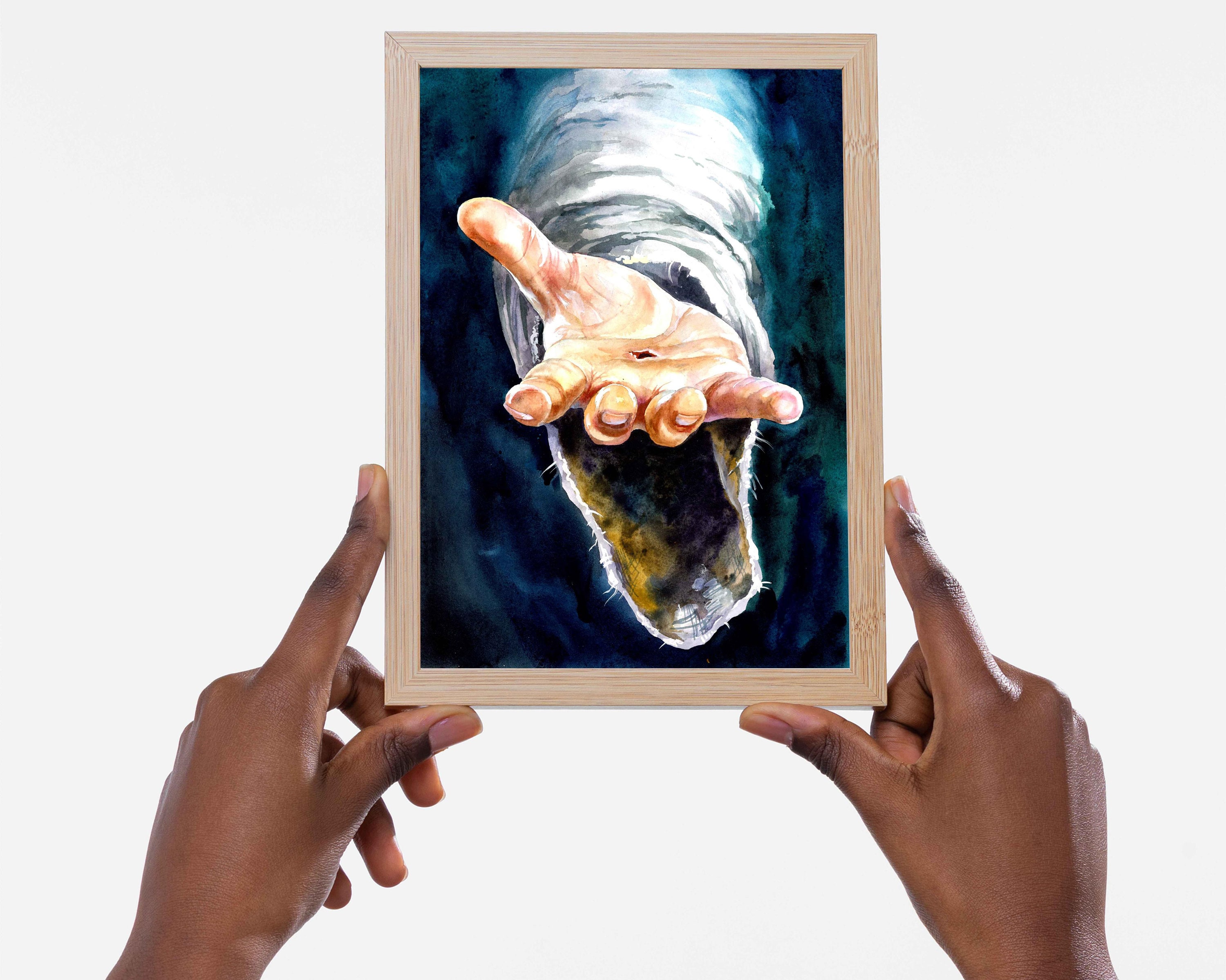 Jesus Painting Hand of Jesus LDS ART Watercolor Jesus Christ Hand of ...