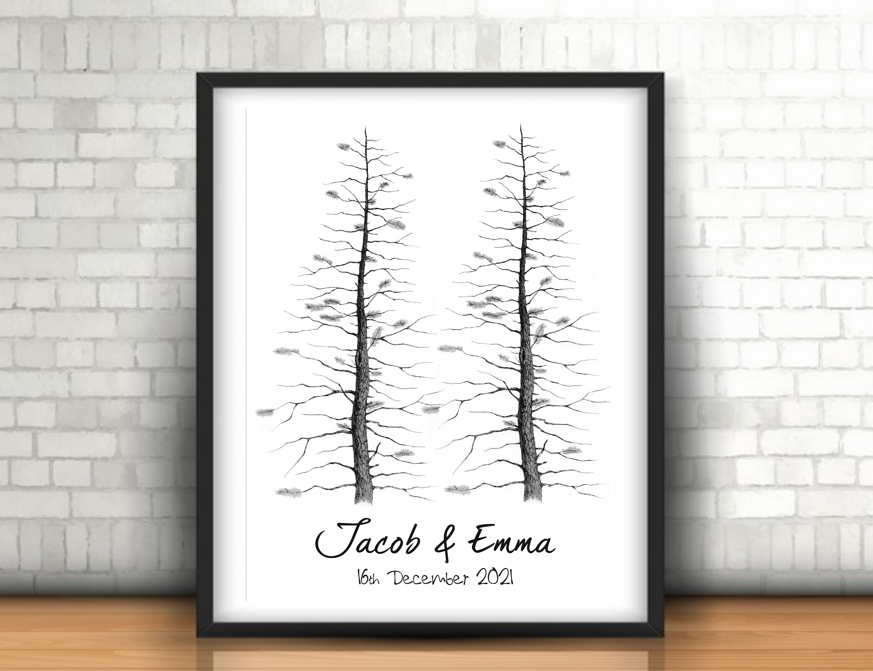 Wedding Guest Book Alternative Tree Double Pine Two Pines Rustic ...