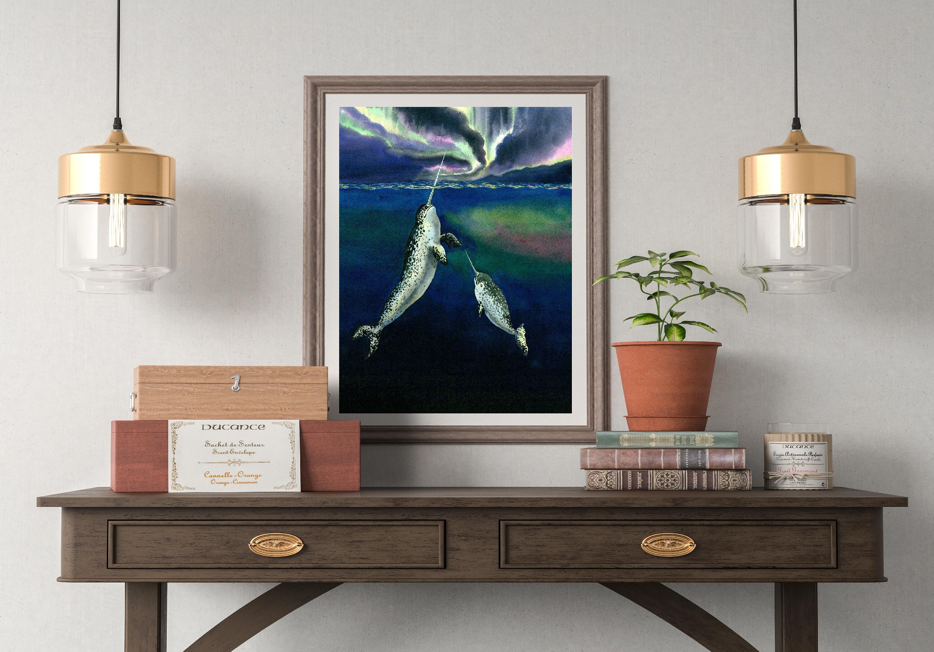 Watercolor Narwhal Whale Painting Narwhal Art Print Beach Decor Arctic ...