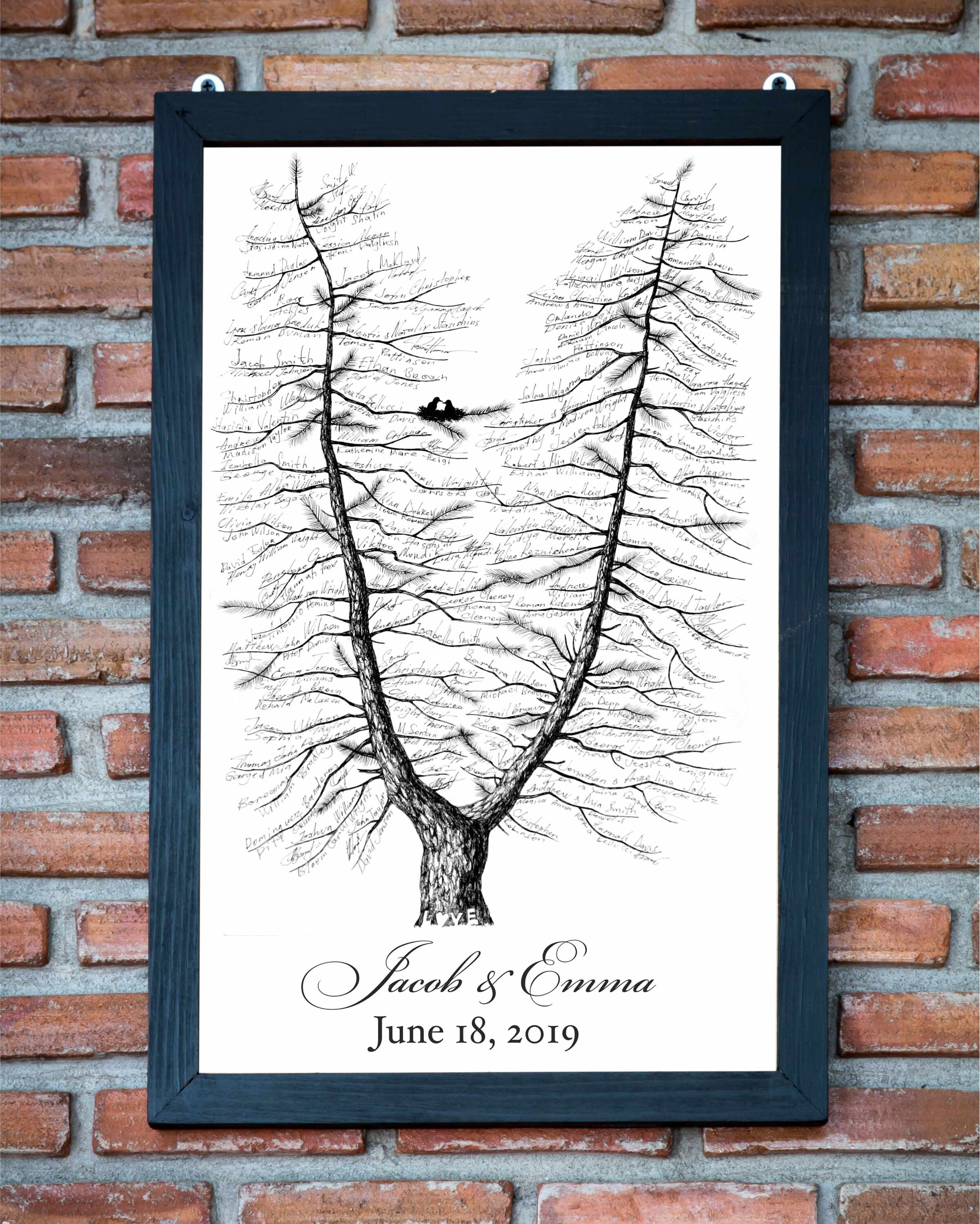 Wedding Guest Book Alternative Tree Double Pine Rustic Guestbook Unique ...