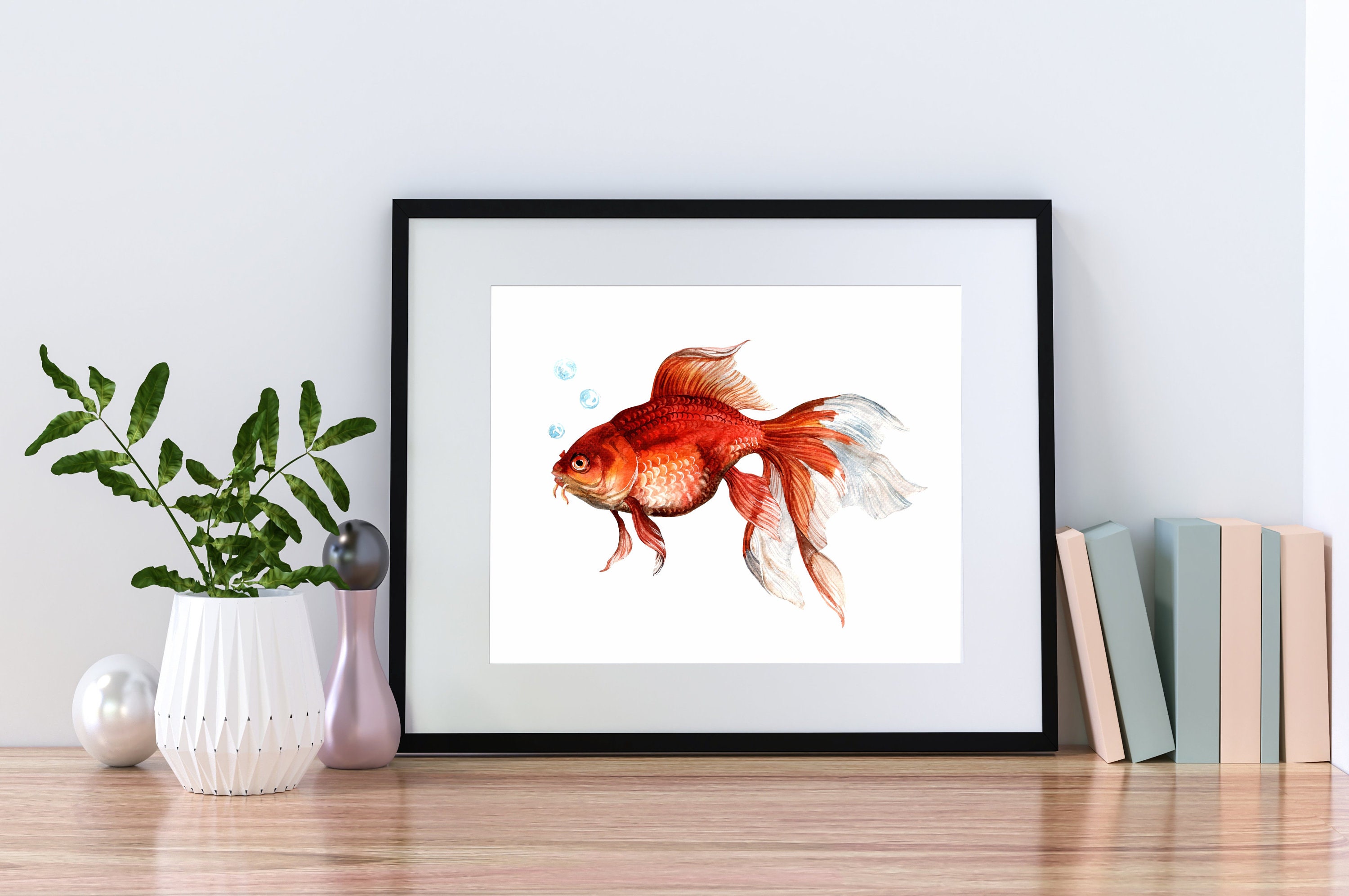 Goldfish Watercolor Art PRINTABLE Gold Fish Painting Goldfish Art Print ...