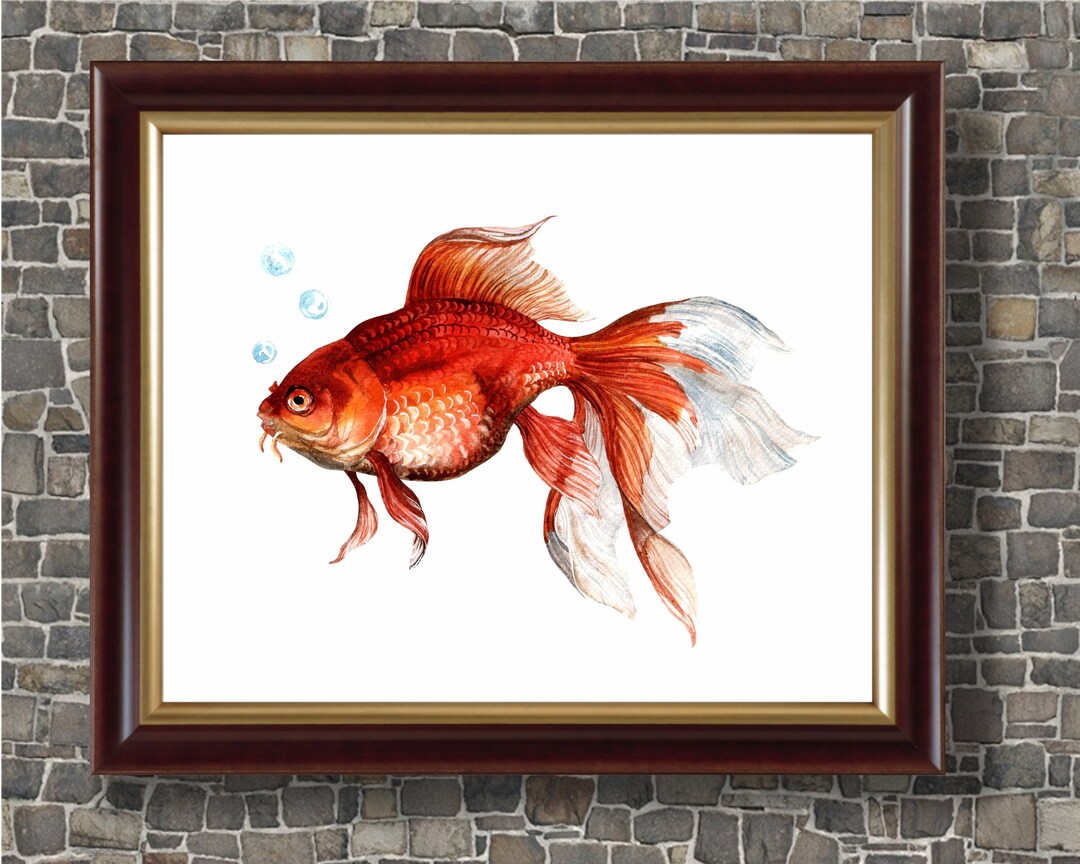 Goldfish Watercolor Art PRINTABLE Gold Fish Painting Goldfish Art Print ...
