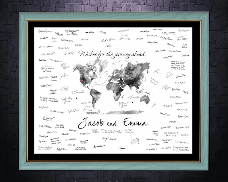 Wedding GUEST BOOK Alternative World Map Custom World Map Travel Guest ...