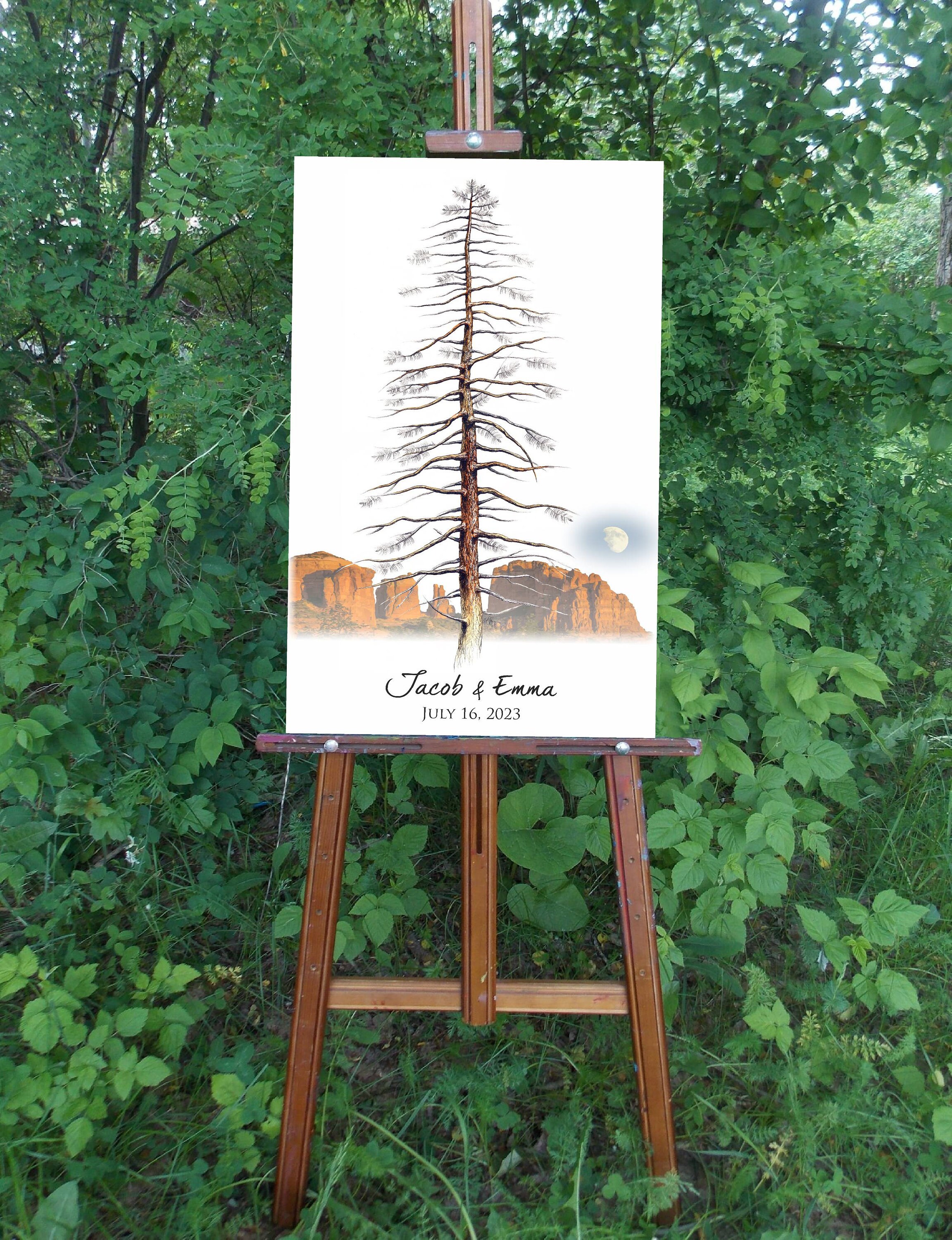 Wedding Mountain Guest Book Alternative Tree Guestbook Signature PINE ...