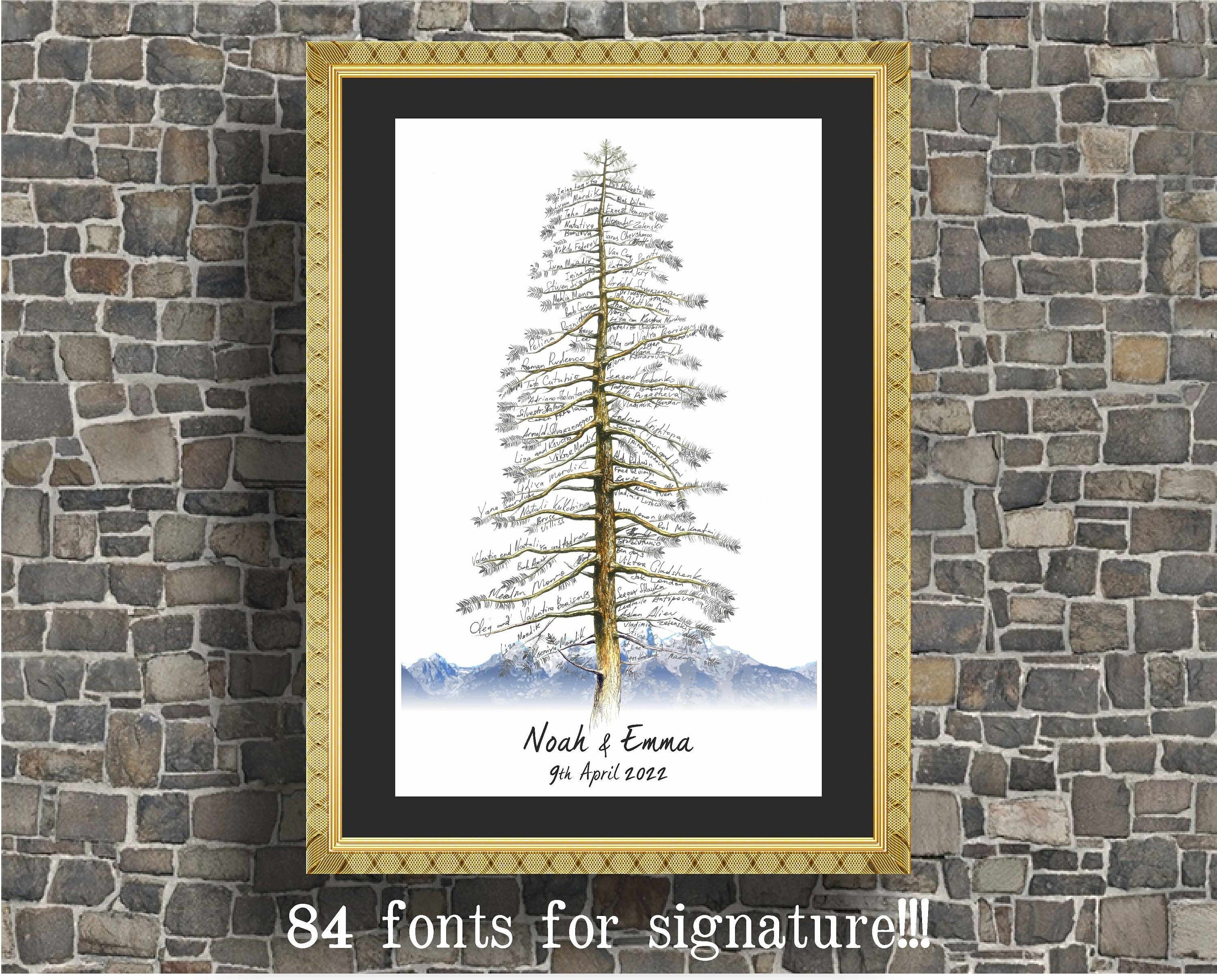 Wedding Mountain Guest Book Alternative Tree Guestbook Signature PINE ...