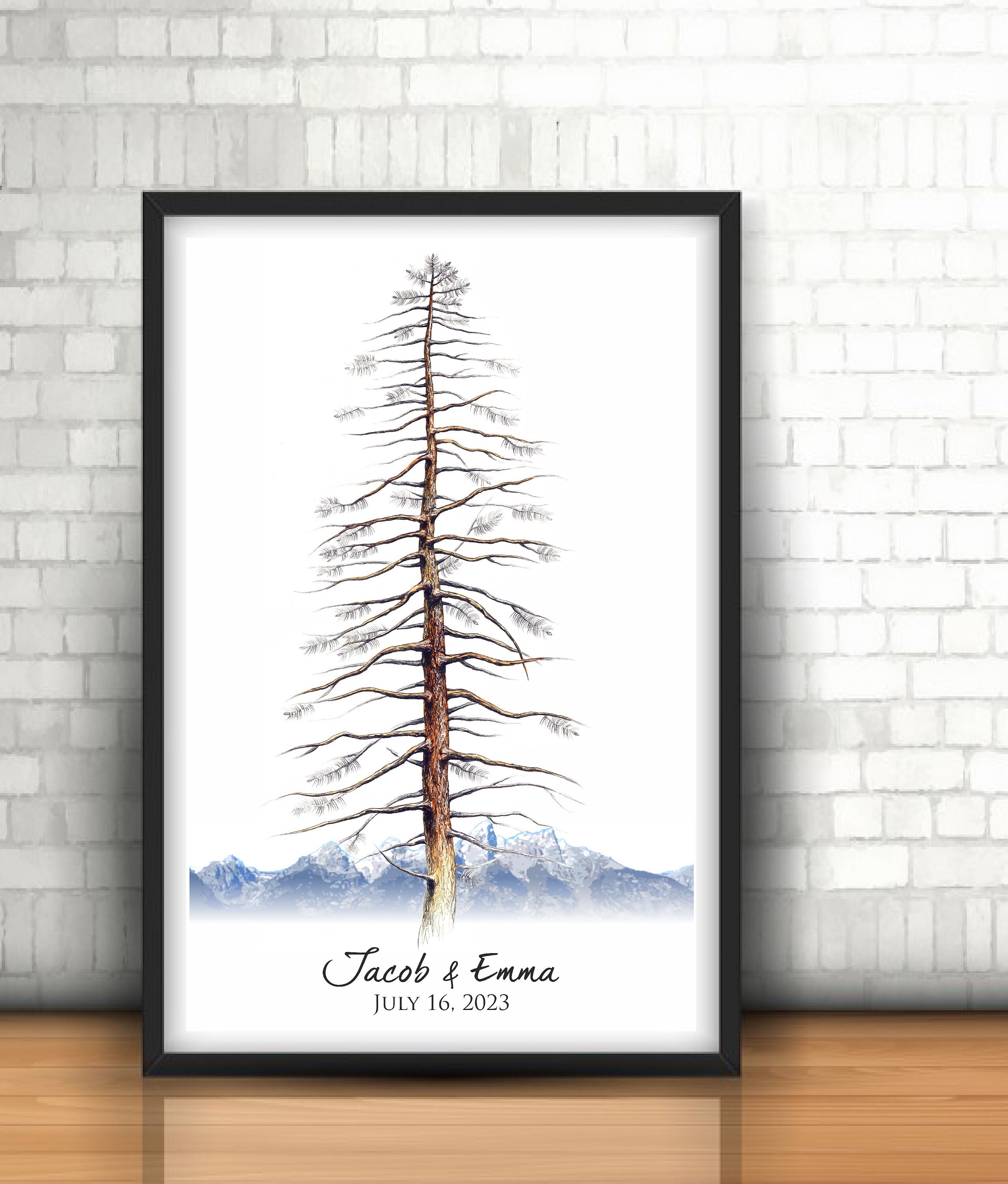 Wedding Mountain Guest Book Alternative Tree Guestbook Signature PINE ...
