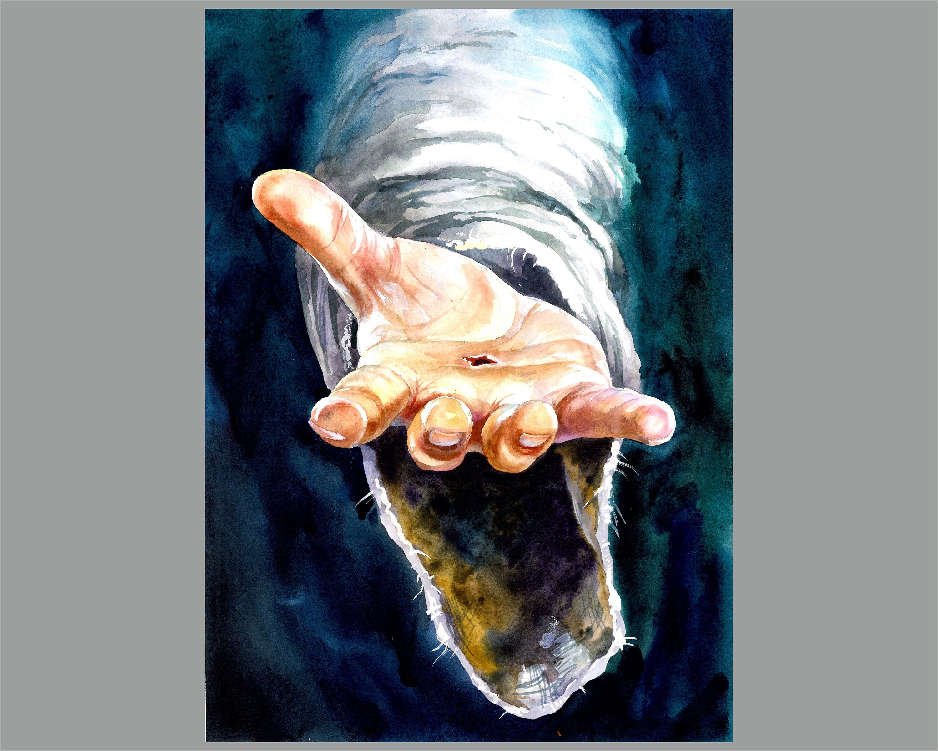 Jesus Painting Hand of Jesus LDS ART Watercolor Jesus Christ Hand of ...