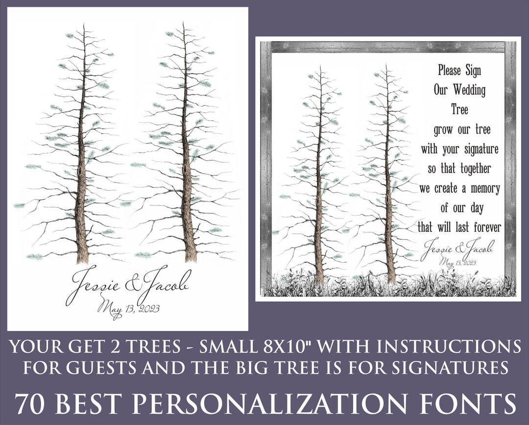 Pine Tree Wedding Guest Book Alternative, Rustic Signature Tree - Etsy