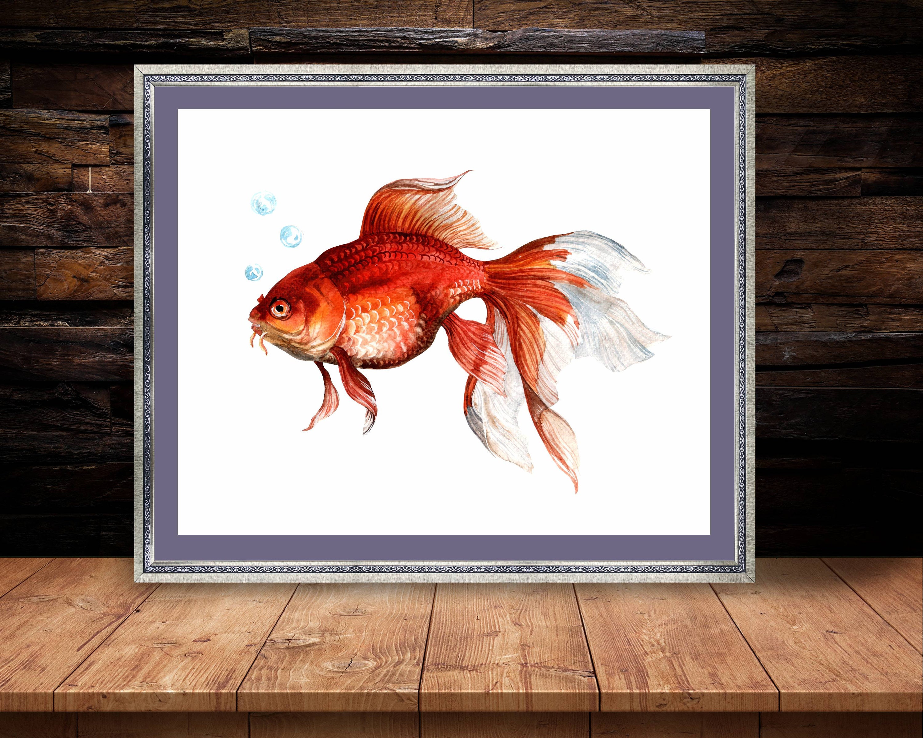 Goldfish Watercolor Art PRINTABLE Gold Fish Painting Goldfish Art Print ...