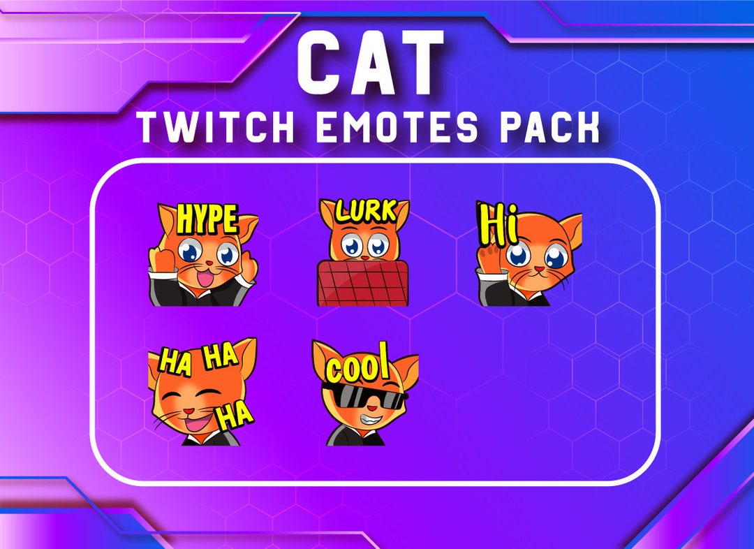 5 Unique Twitch Cat Emote With Text Cute Twitch Emote for Discord ...
