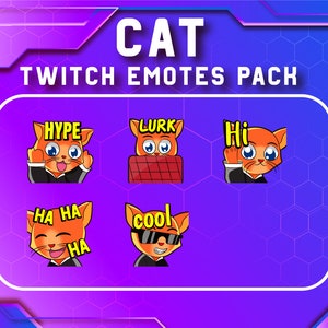 5 Unique Twitch Cat Emote With Text Cute Twitch Emote for Discord ...