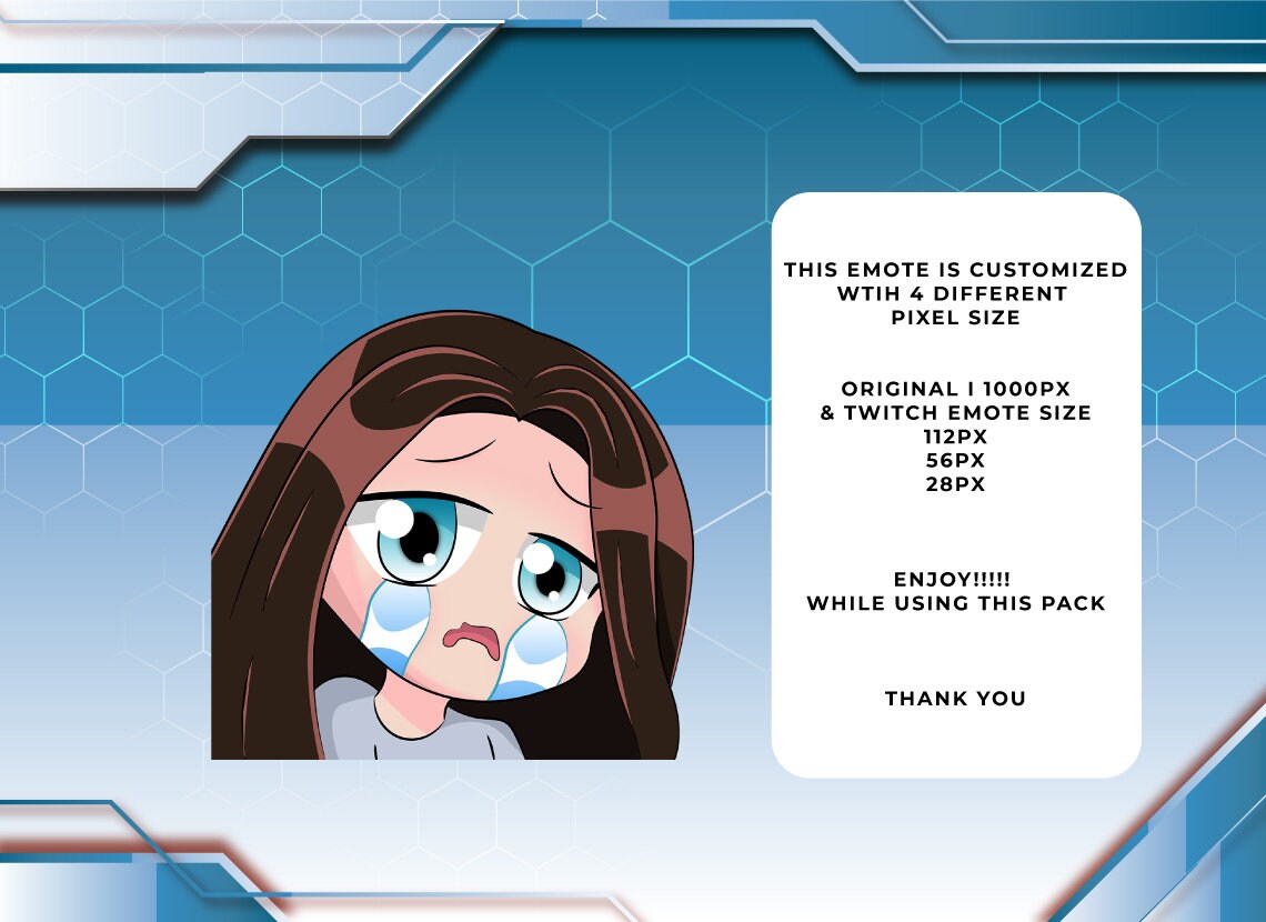 Crying Twitch Emote Cute Chibi Twitch Emote for Discord, Youtube ...