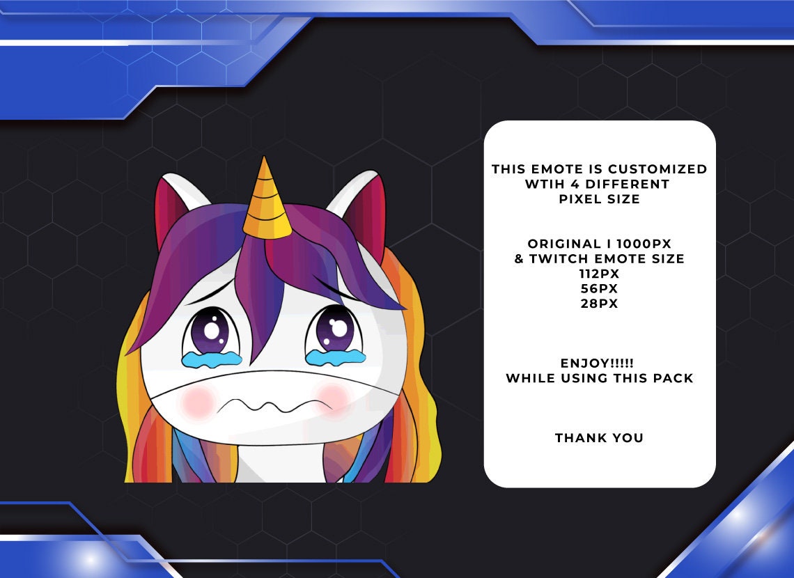 Crying Twitch Emote Cute Unicorn Emotes Twitch for Discord, Youtube ...