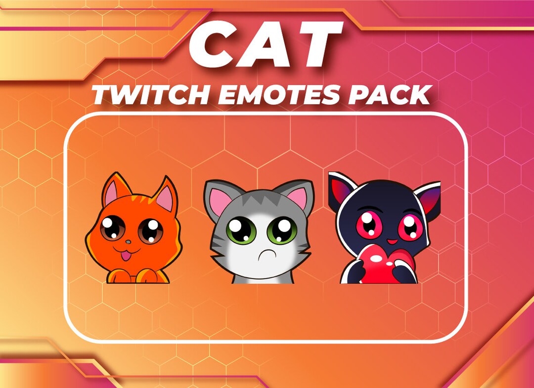 3 Unique Twitch Cat Emote With Text Cute Twitch Emote for Discord ...