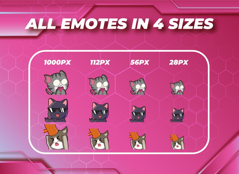 3 Animated Cool Cat Emote Twitch Cute Twitch Emote for Discord, Youtube ...