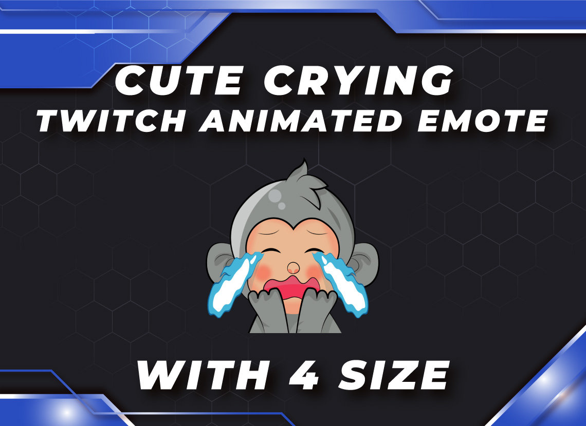Emote de Twitch llorando / Emote de mono lindo para discordia de Twitch, youtube, streaming ...