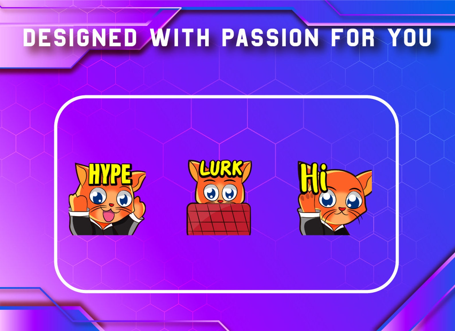 5 Unique Twitch Cat Emote With Text Cute Twitch Emote for Discord ...