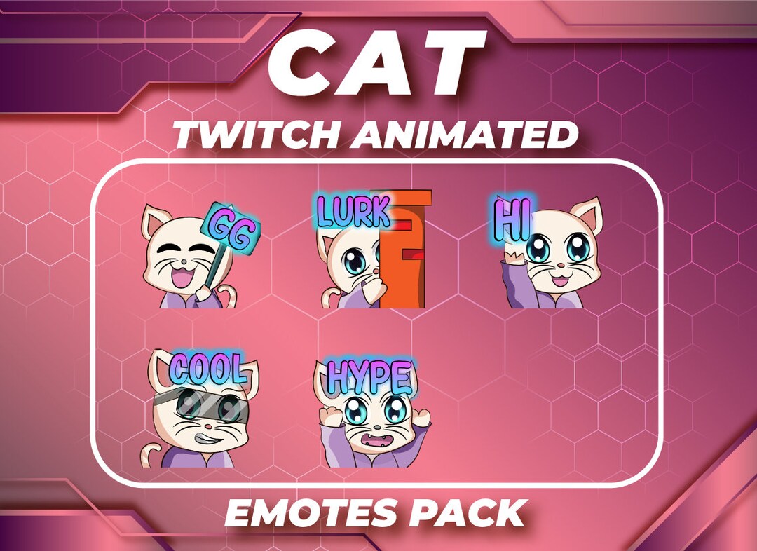 Gato animado Emote Twitch / Cute Twitch Emote para discord, youtube ...
