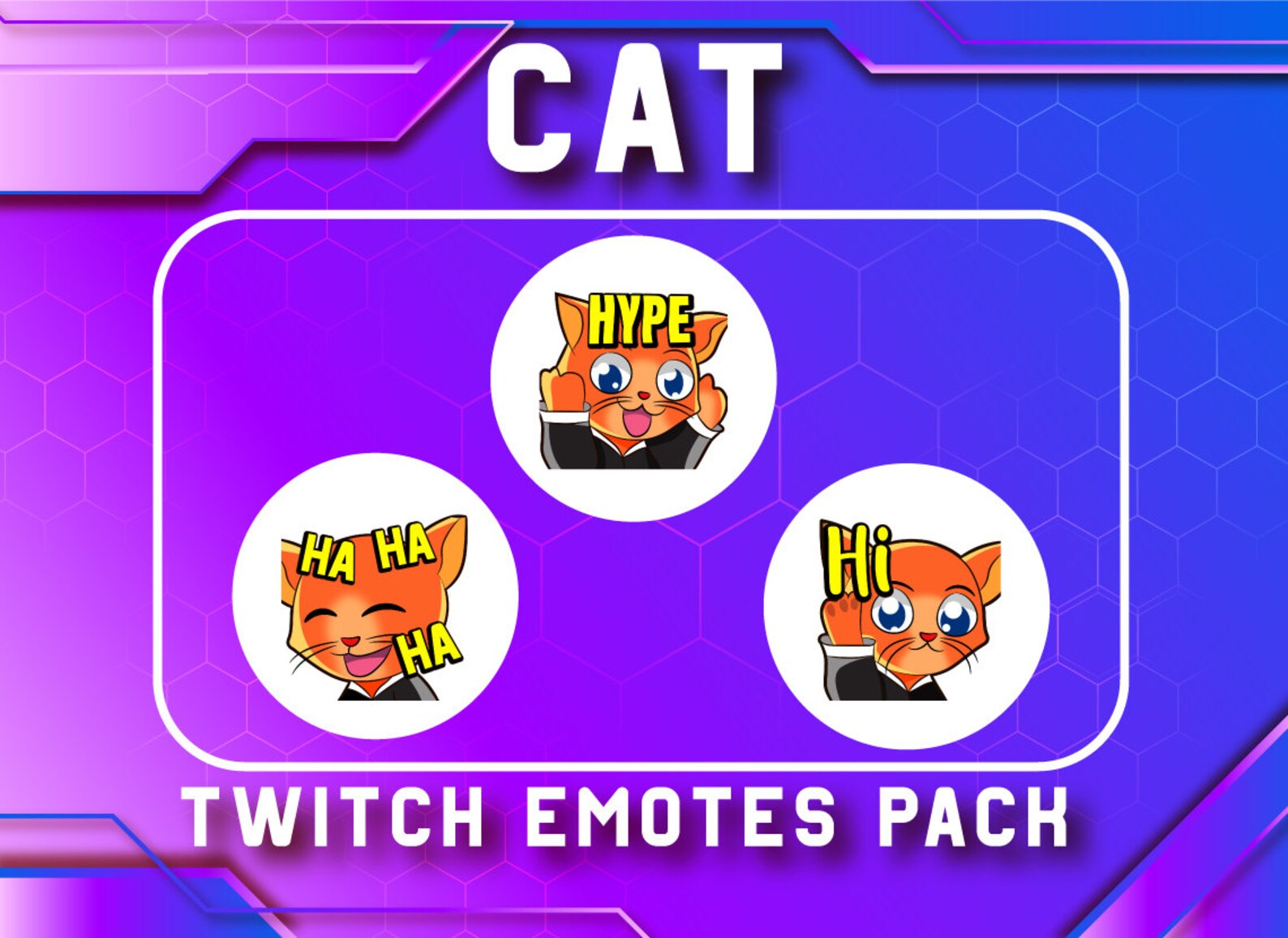 5 Unique Twitch Cat Emote With Text Cute Twitch Emote for Discord ...