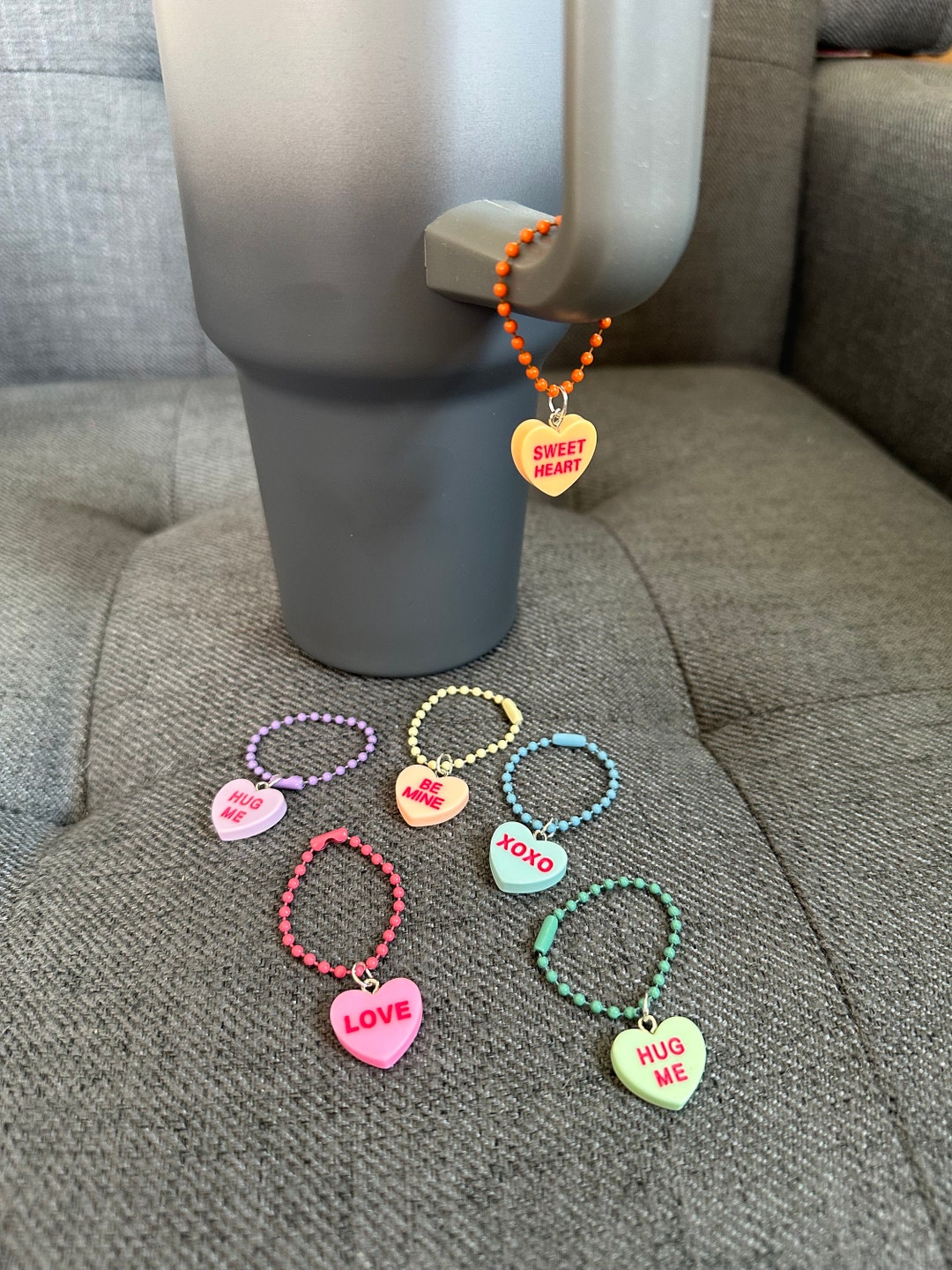 Candy Conversation Heart Stanley Cup Charm, Water Bottle, Keyring, Bag ...