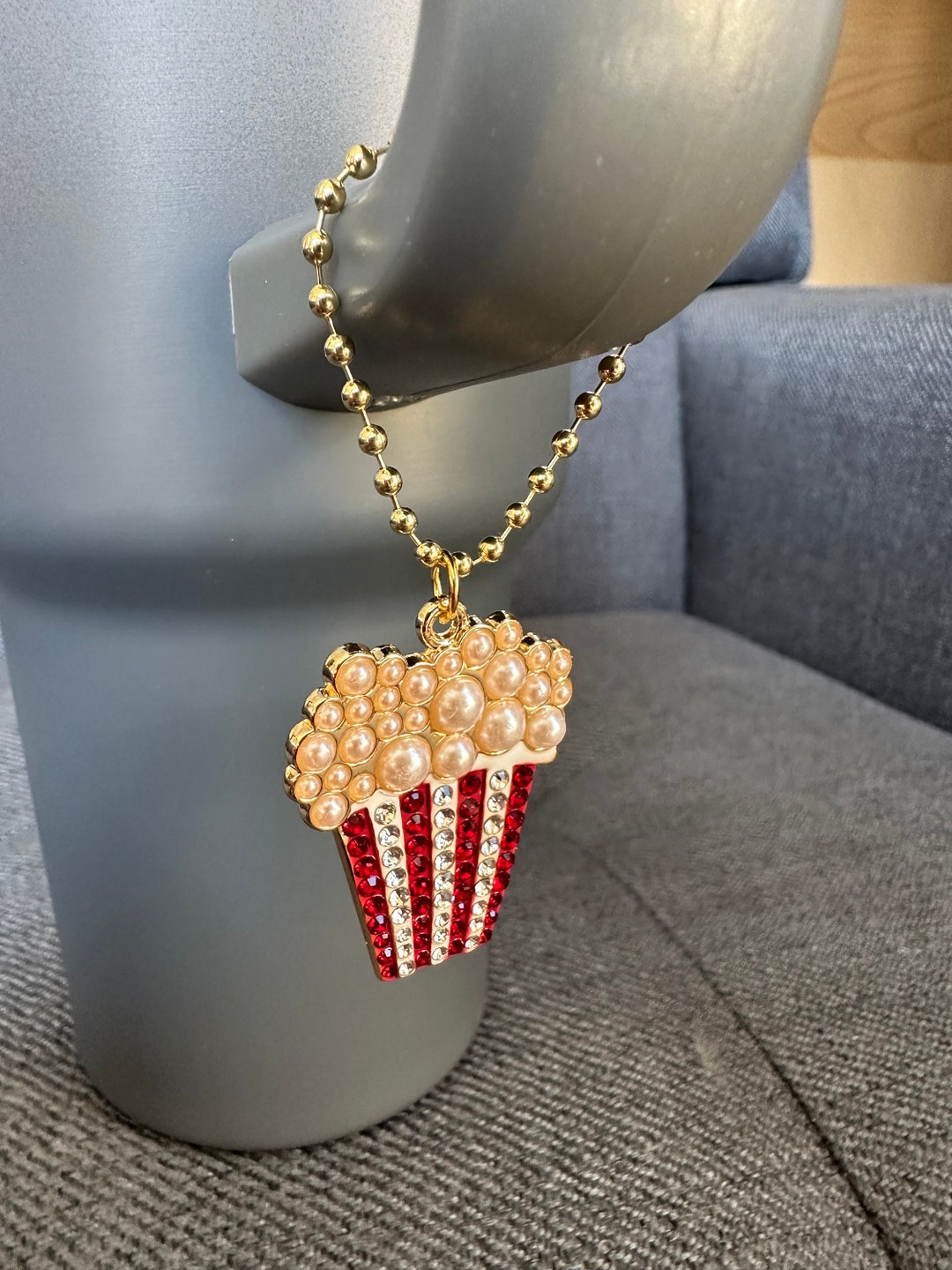 Popcorn Sparkly Stanley Cup Charm, Water Bottle, Keyring, Bag Charm ...