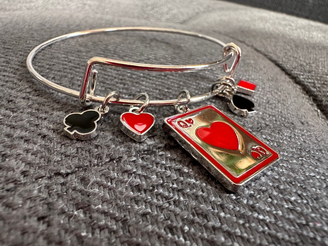 Queen of Hearts, Deck of Cards, Suits, Poker Adjustable Dangle Bracelet ...