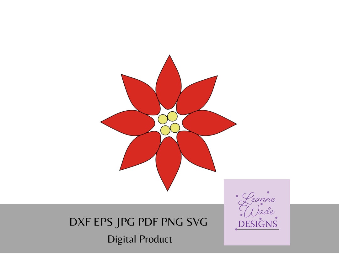 Poinsettia Modern, Flower Svg, Christmas Svg, Cricut Svg, Silhouette ...