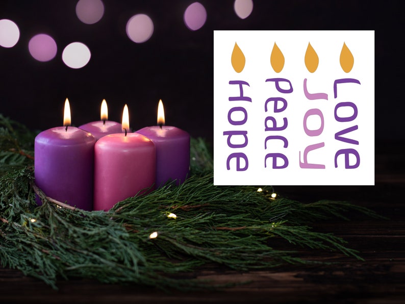 Advent Candles Words Digital File - Etsy