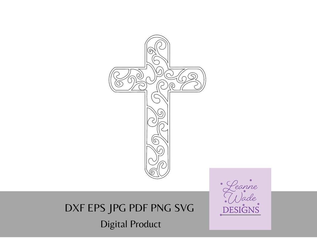 Cross With Swirls Cut File, Cross Svg, Cross Dxf, Silhouette File ...