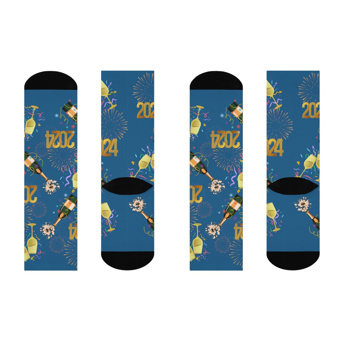 Socks, Cushioned Crew Socks, New Year Socks, 2024 Socks, New Year Party ...