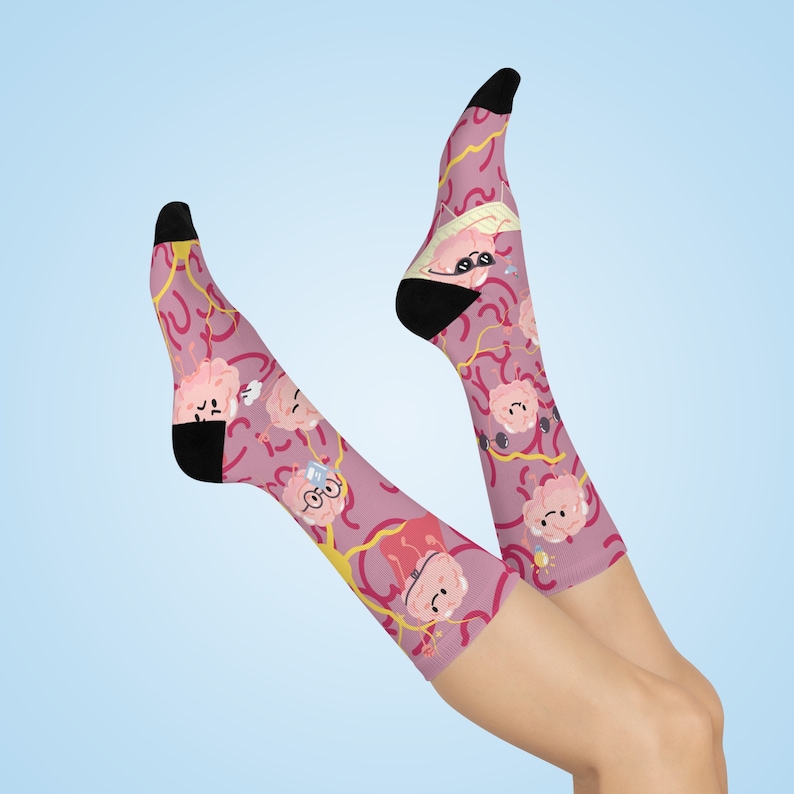 Socks, Cushioned Crew Socks, Whimsical Socks, Brain Socks, Cartoon Brain Socks, Body Socks ...