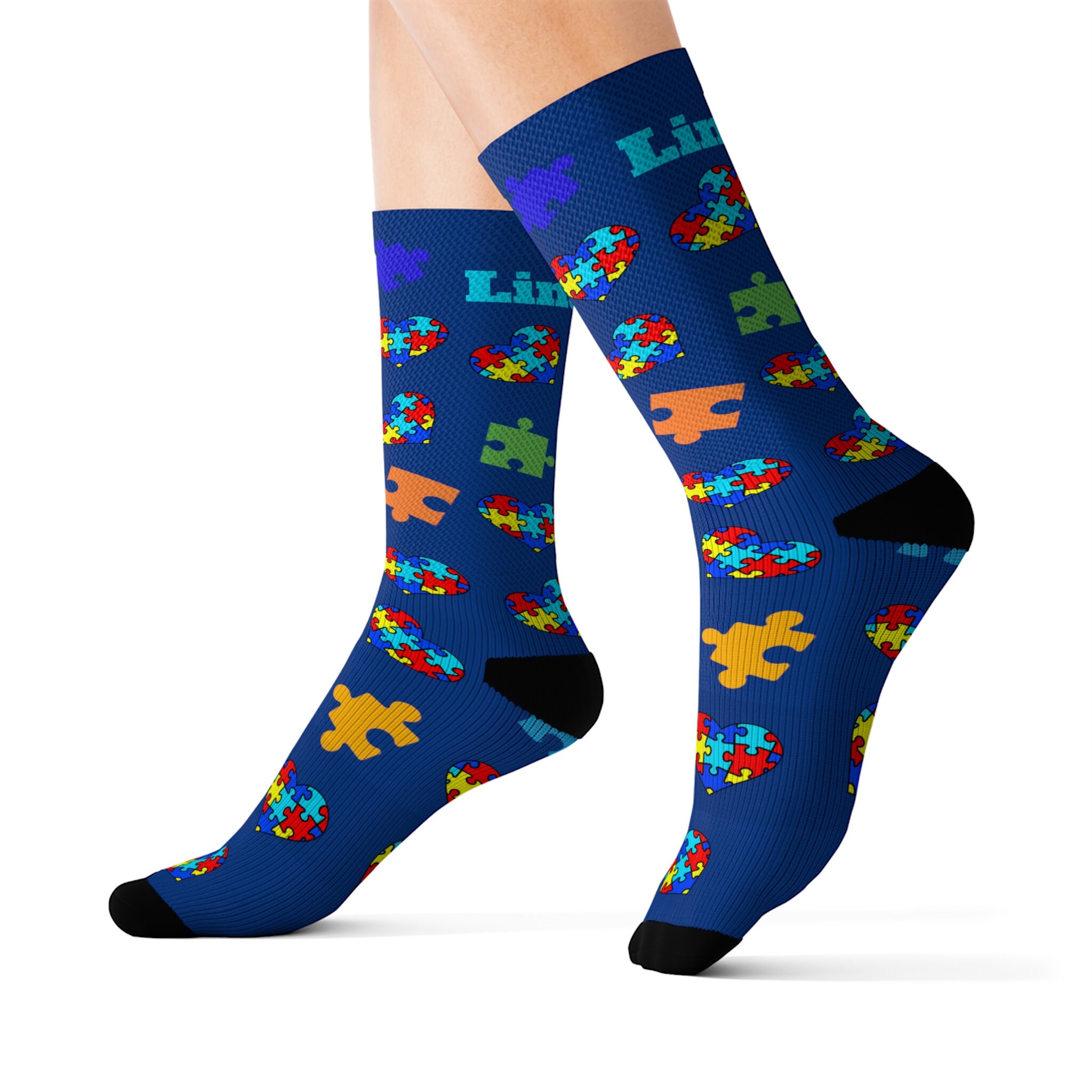 Customized Autistic Awareness, Autism Awareness Socks, Puzzle Piece ...