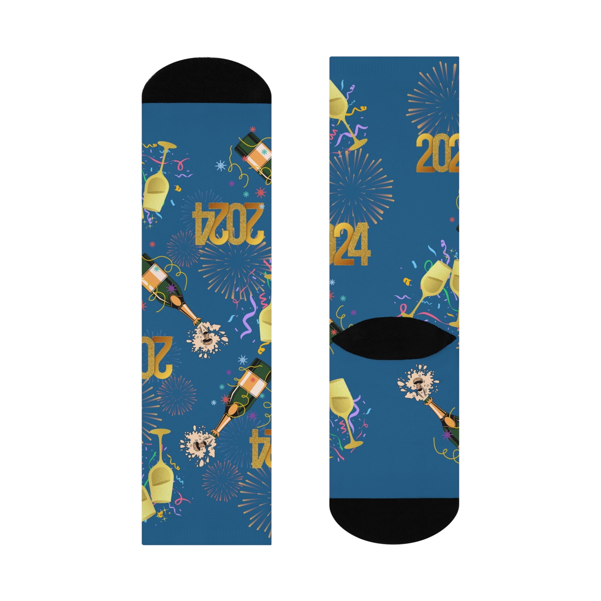 Socks, Cushioned Crew Socks, New Year Socks, 2024 Socks, New Year Party ...