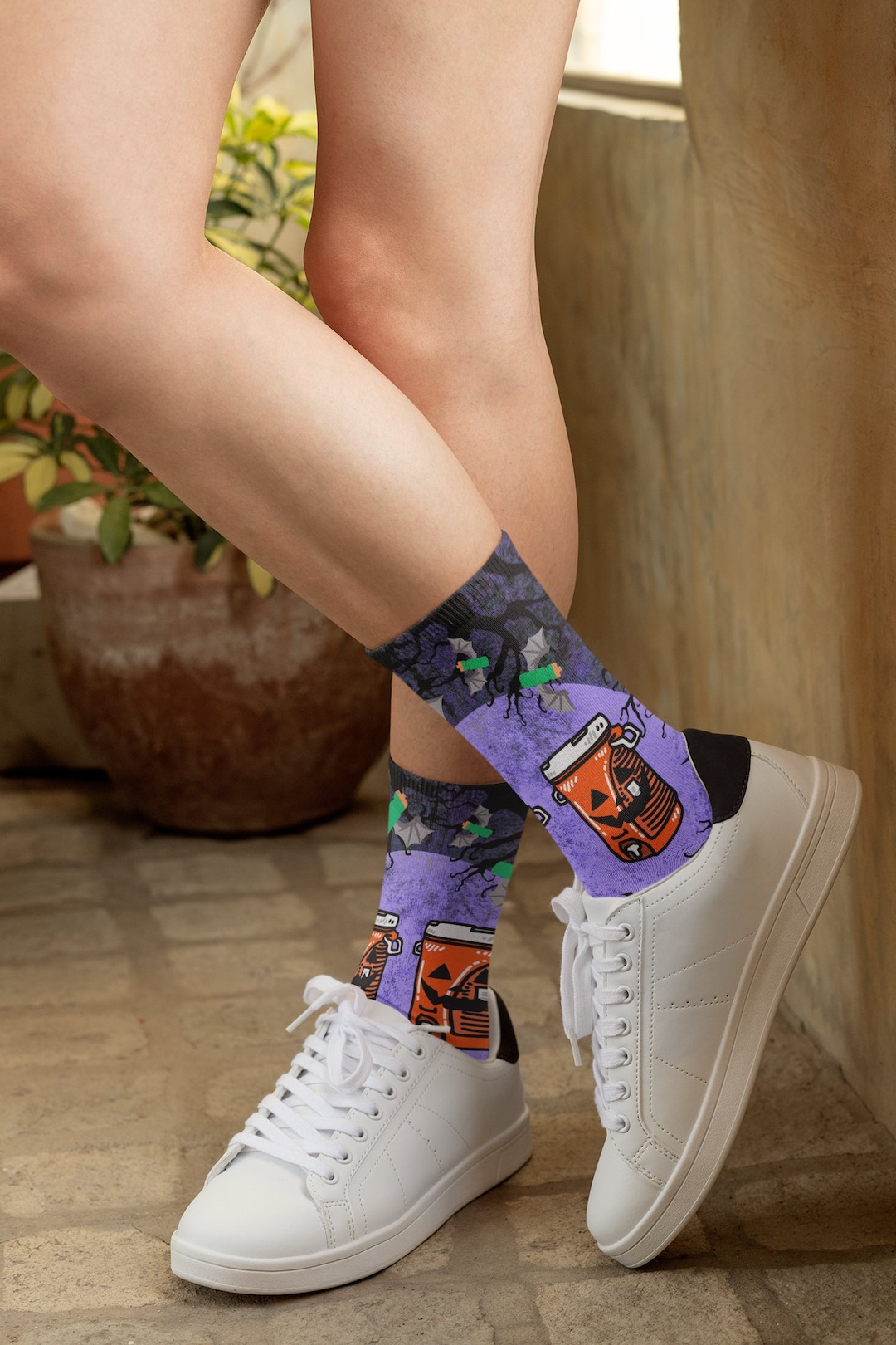 Cushioned Crew Socks, Athletic Trainer Gift, Halloween Socks, Spooky ...