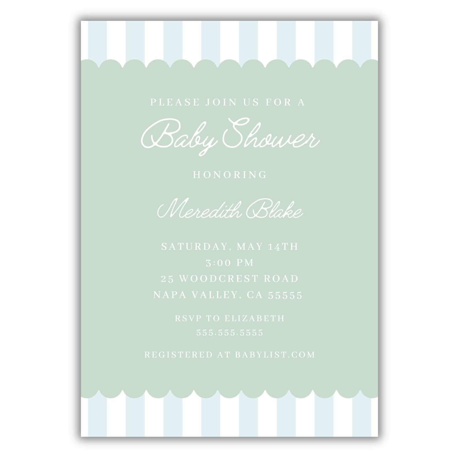 Scallop Pastel Stripe Baby Shower Invitation - Etsy