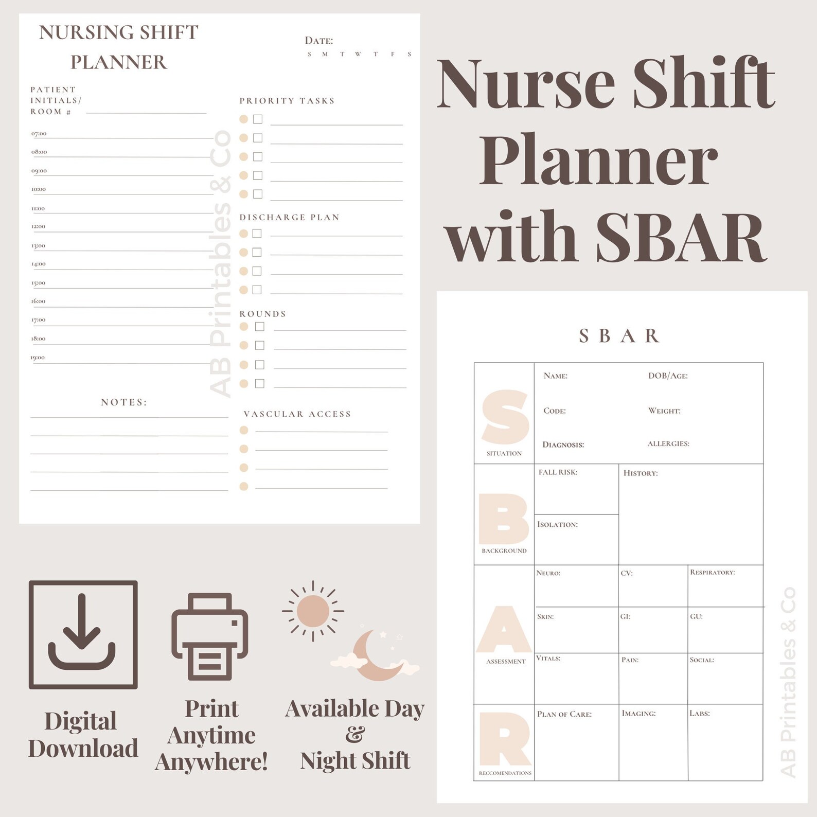 Nurse Report Sheet, Planner With SBAR, Nursing Shift Planner - Etsy