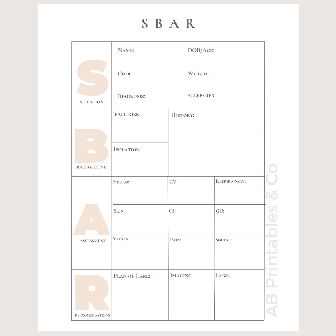 Nurse Report Sheet, Planner With SBAR, Nursing Shift Planner - Etsy