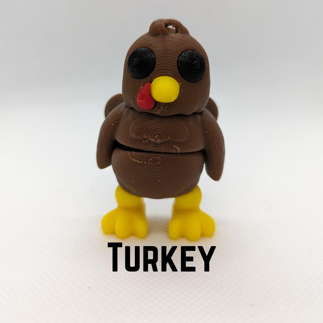Turkey Flexi Fidget Key Chain, Sensory Toy, Animal Lovers 3D Printed ...