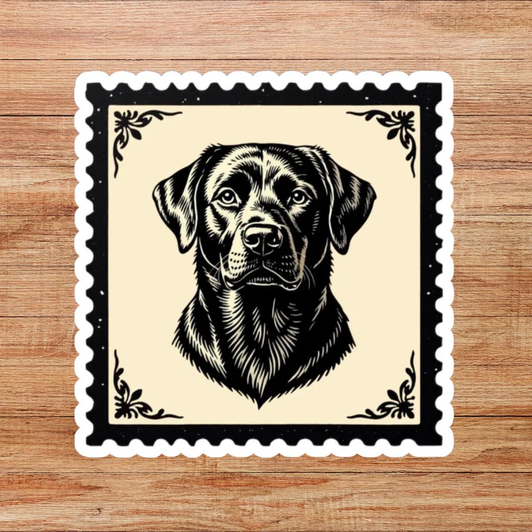 Black Labrador Retriever Stamp Die-cut Sticker, Labrador Retriever ...