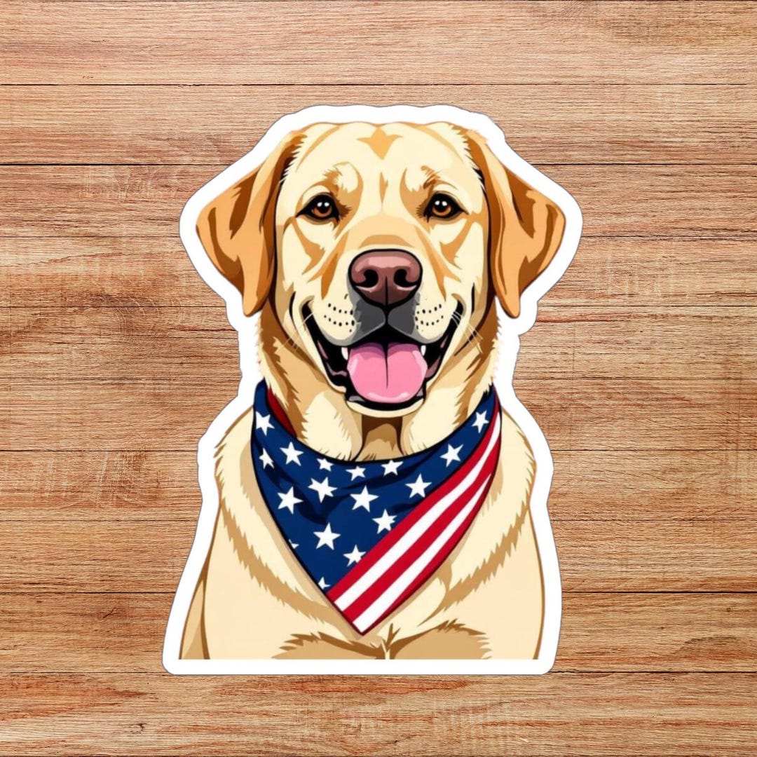 Patriotic Yellow Labrador Retriever Sticker, Dog Sticker, Gift for Dog ...