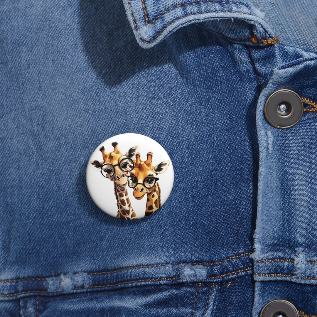 Giraffes Wearing Glasses Pin Button, Giraffe Lover Gift, Giraffe Lovers ...