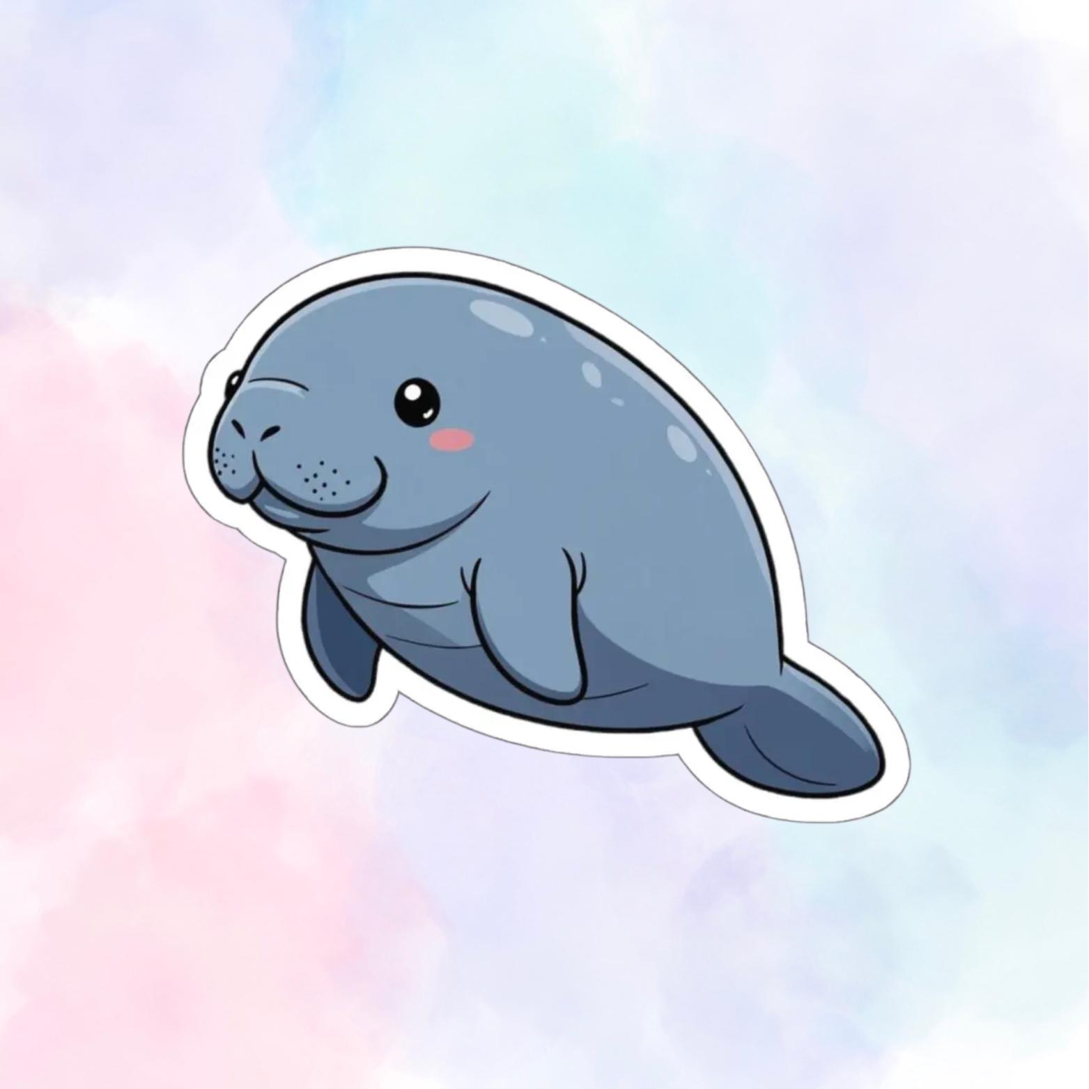 Manatee Sticker, Animal Sticker, Manatee Gift, Sea Cow Decal, Scrapbook ...