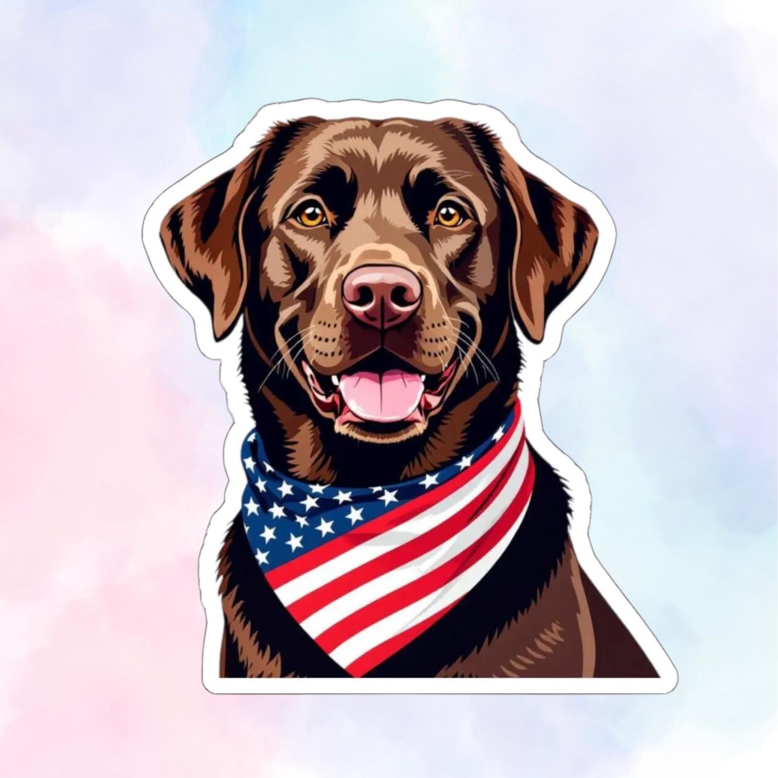 Patriotic Chocolate Labrador Retriever Sticker, Dog Sticker, Gift for ...