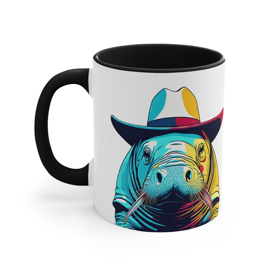 Cowboy Manatee Illustrated Coffee Mug Gift for Manatee Lovers and ...