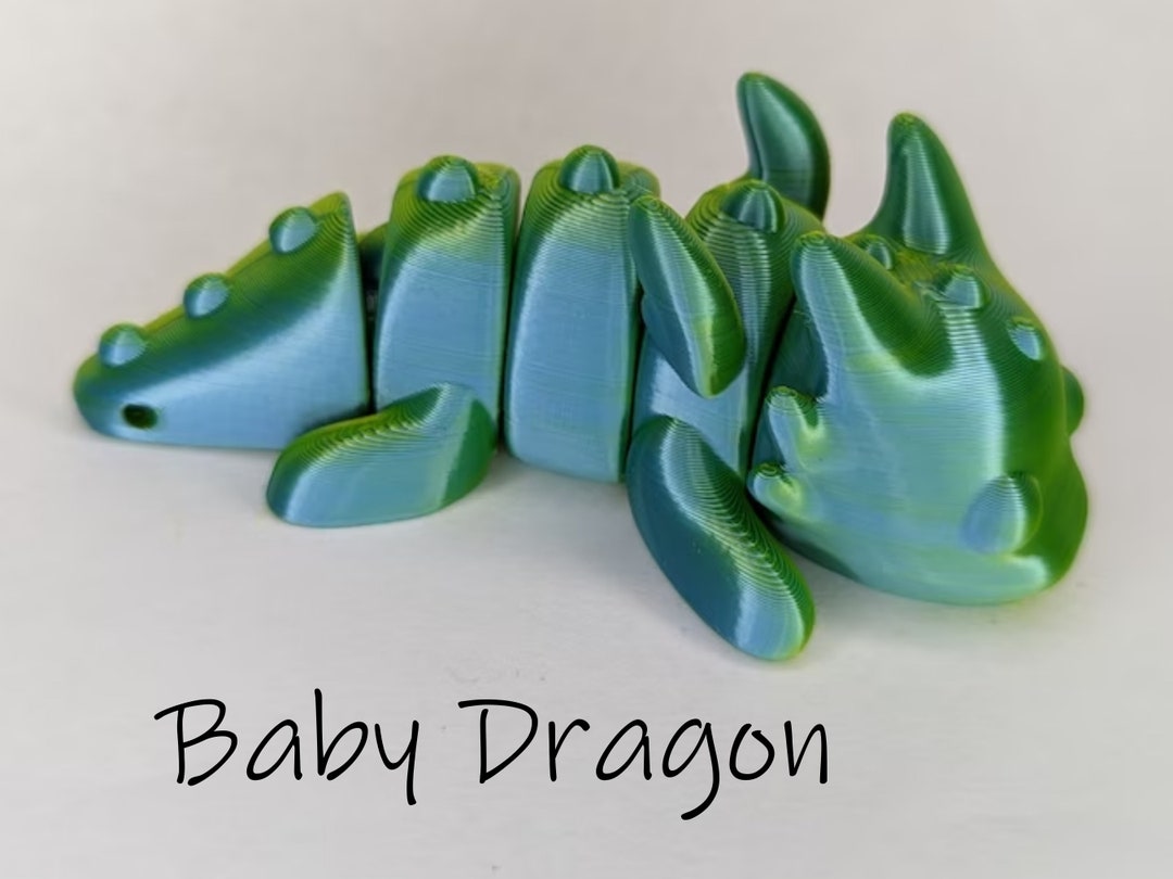Baby Dragon Flexible Fidget Key Chain, Sensory Toy, 3D Printed Gift for ...