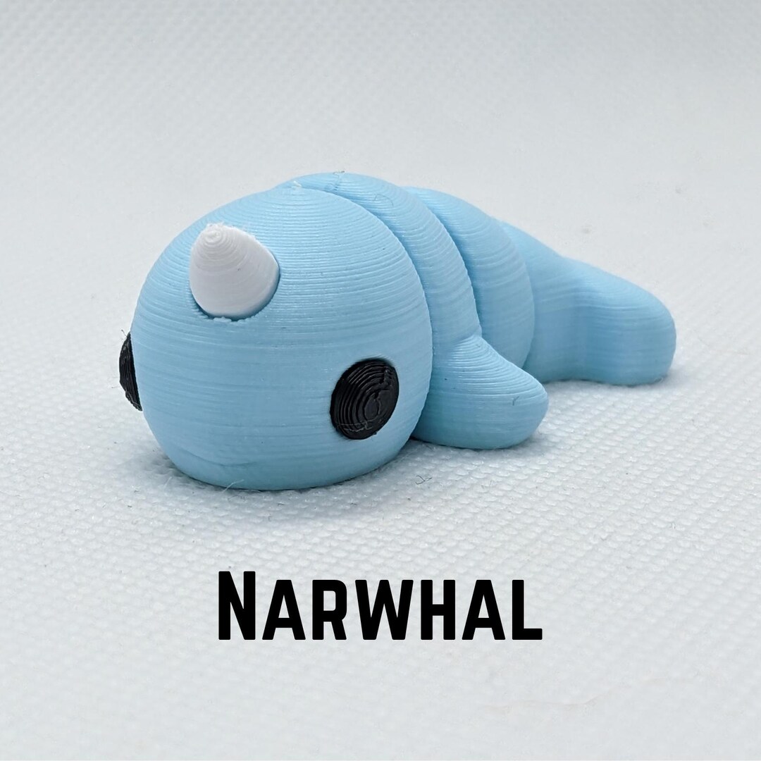 Narwhal Flexi Fidget Key Chain, Sensory Toy, 3D Printed Gift, Keychain Accessory, Narwhal Gift ...