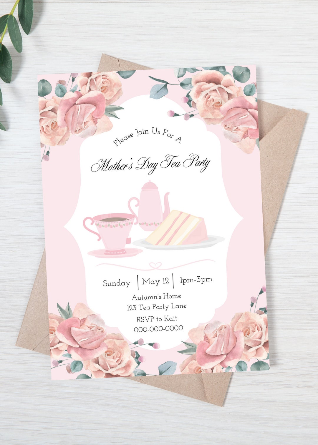 Mother's Day Tea Party Invitation Template - Etsy